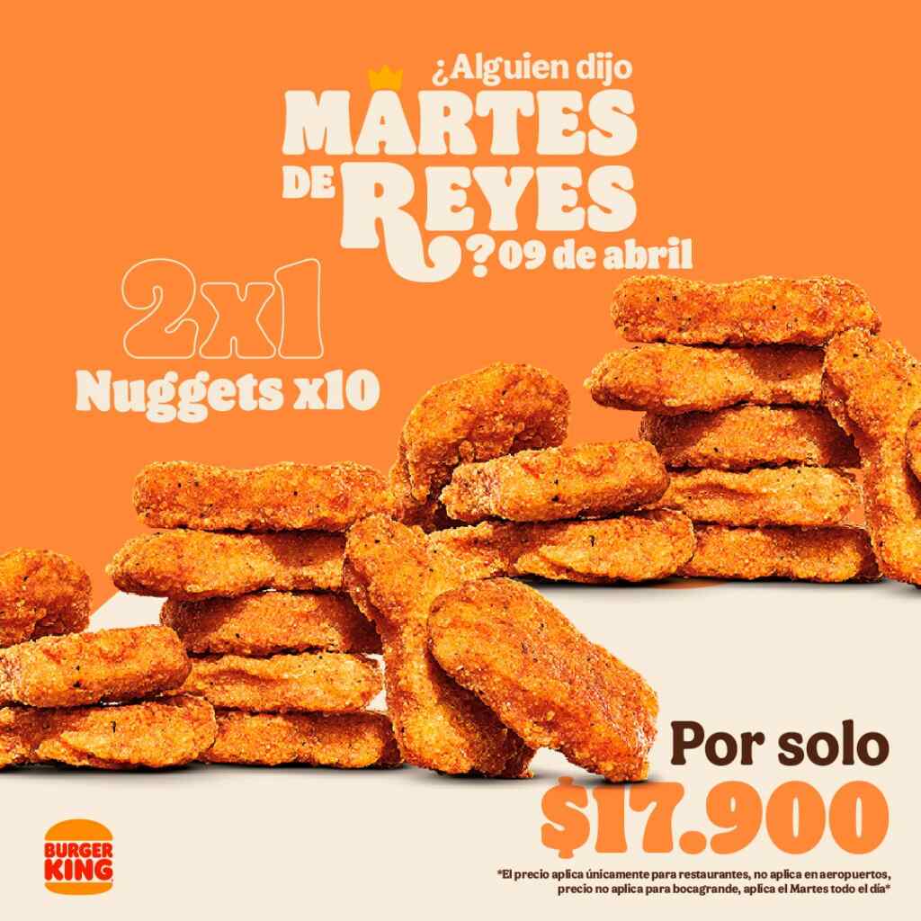 2x1 Burger King Martes de Reyes 9 de abril en hamburguesas, nuggets y ...