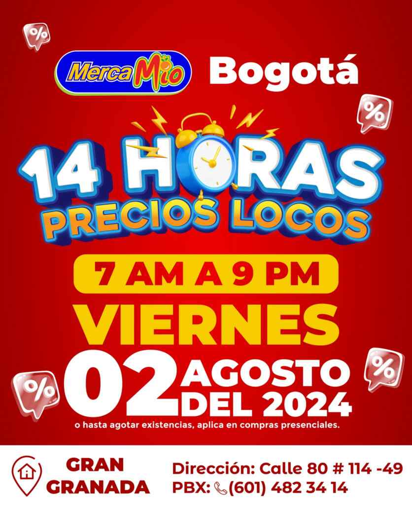 Catálogo Mercamío y Mercatodo Bogotá 14 Horas Precios Locos 2 de agosto 2024 - Cazaofertas Colombia